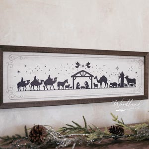 Framed Nativity Scene Sign, Nativity Wall Art Decor, Christian ...