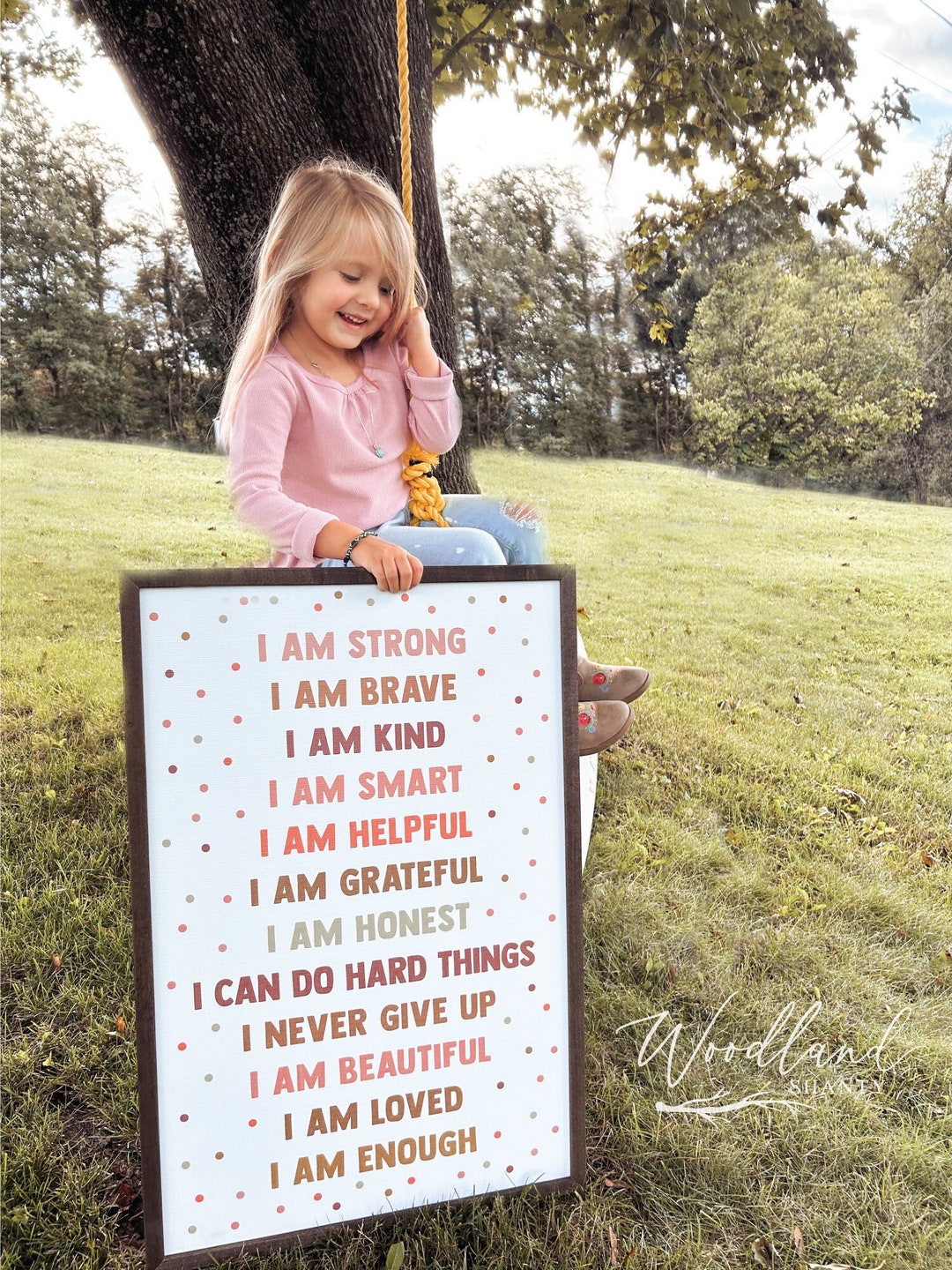 Affirmations Wall Art, Positive Thoughts Sign, Girls Bedroom Decor, I ...