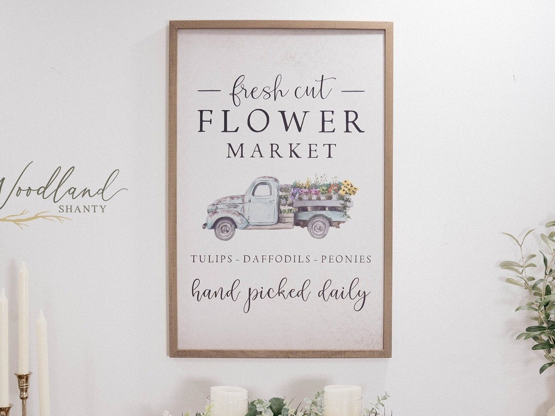 Fresh Cut Flower Market Spring Sign, Spring Decor, Farmhouse Spring ...