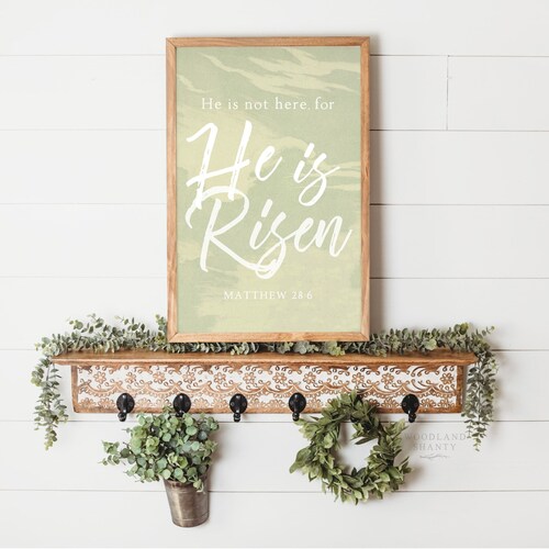 He is Risen Sign Rustic Easter Sign Easter Farmhouse Decor - Etsy