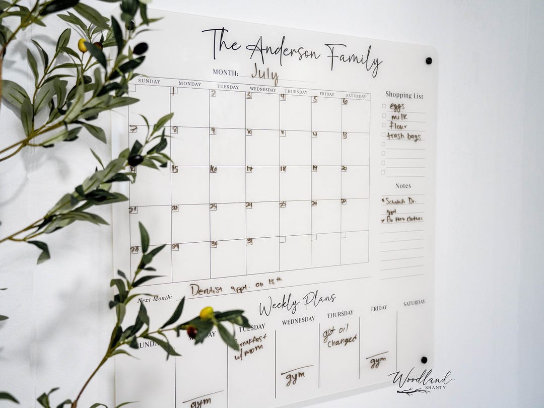 Personalized Square Acrylic Dry Erase Wall Calendar, Square Calendar ...