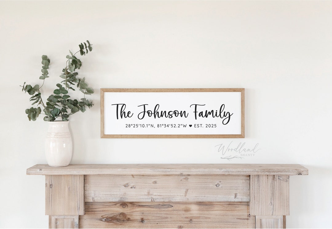Personalized Home GPS Coordinates Sign, Family Last Name Housewarming ...