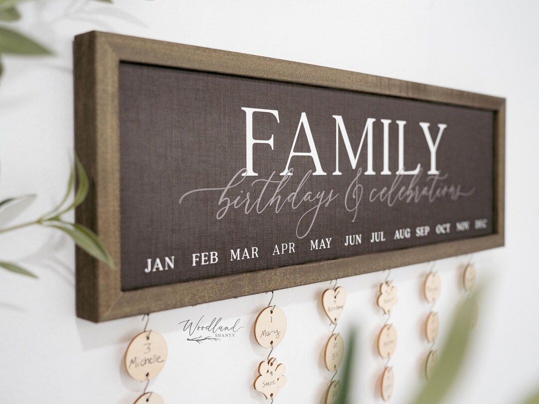 Family Birthdays and Celebrations Board Sign, Family Birthday Calendar ...