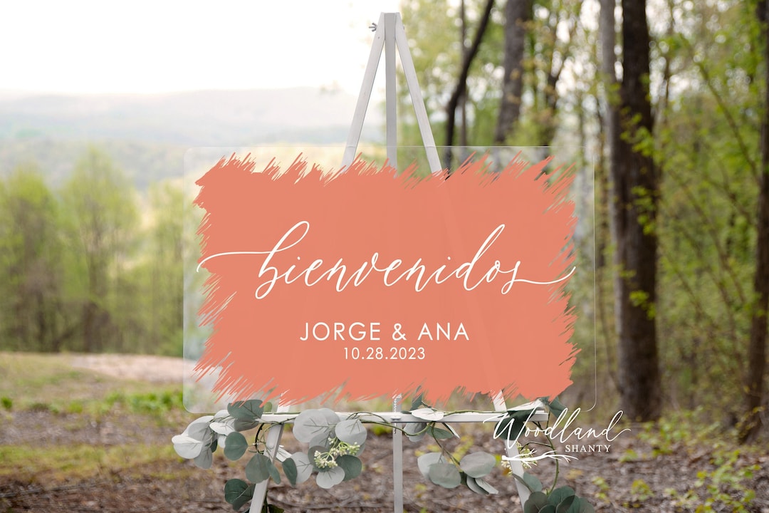 Bienvenidos Welcome Sign, Acrylic Spanish Wedding Welcome Sign ...