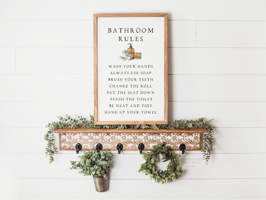 Bathroom Rules Sign Bathroom Rules Wall Decor Art Bathroom Decor - Etsy