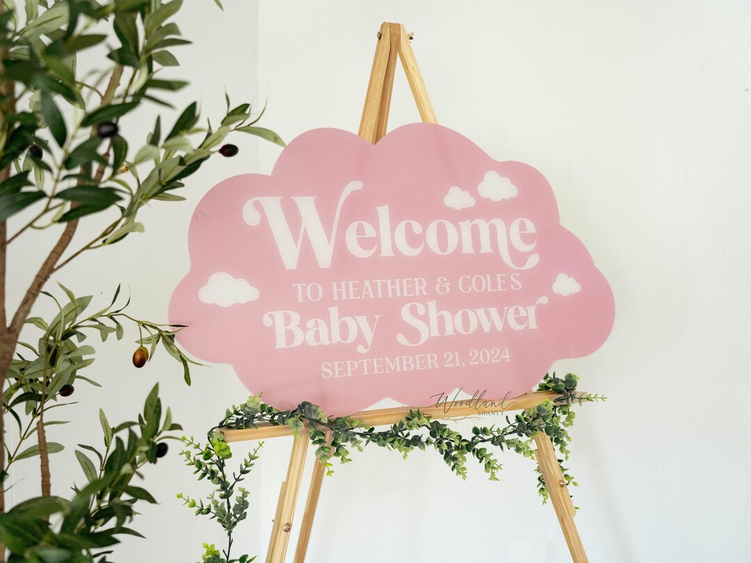 Welcome Baby Shower Sign, Cloud Themed Cloud Shaped Sign, Personalized ...