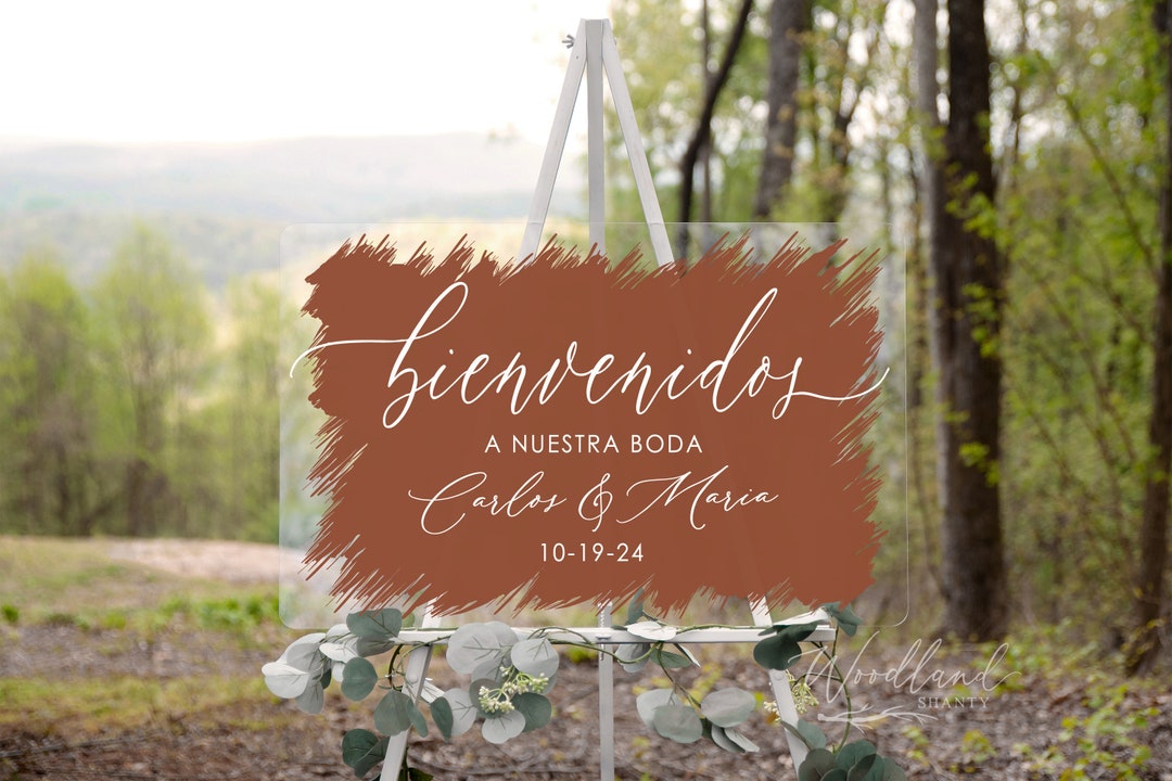 Spanish Wedding Welcome Sign, Acrylic Spanish Wedding Sign, Bienvenidos ...