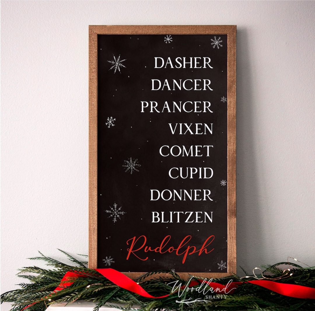 Reindeer Names Sign, Reindeer Sign, Christmas Wall Art, Reindeer ...