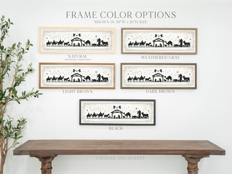 Framed Nativity Scene Sign, Nativity Wall Art Decor, Christian ...