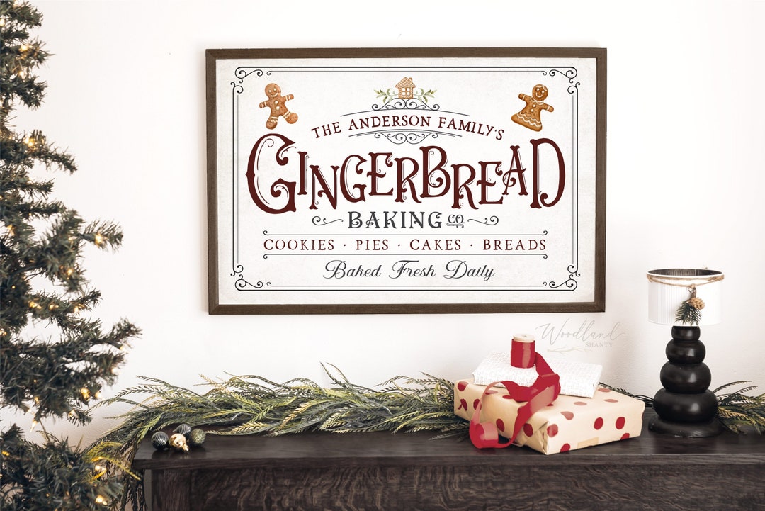Personalized Gingerbread Baking Company Sign, Gingerbread Bakery Sign ...