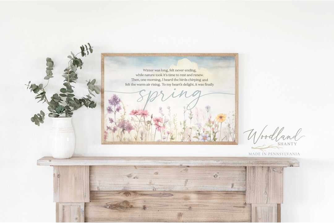 Inspirational Spring Floral Wall Art Sign, Spring Thoughts, Colorful ...