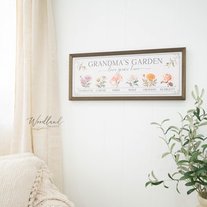 Framed Birth Month Flowers Sign, Grandma's Flower Garden Sign, Mom's ...