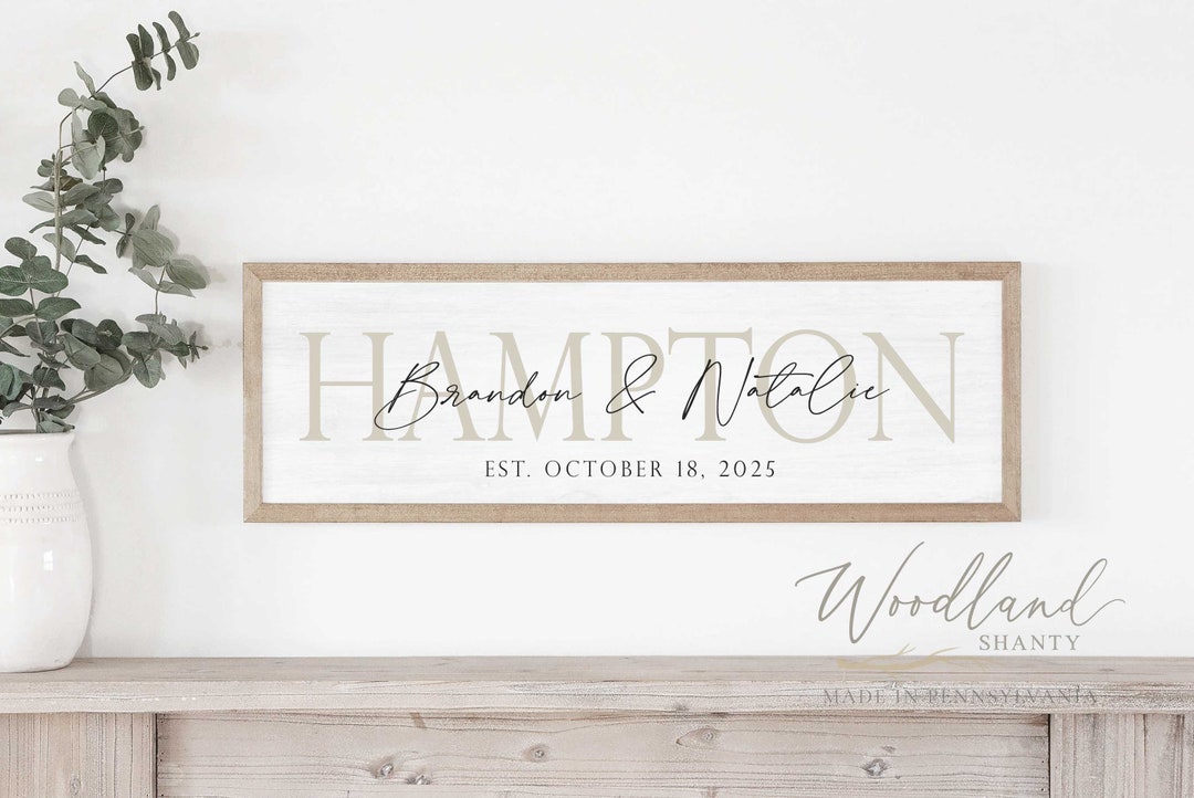 Personalized Last Name Sign With Names and Established Date, Wedding ...