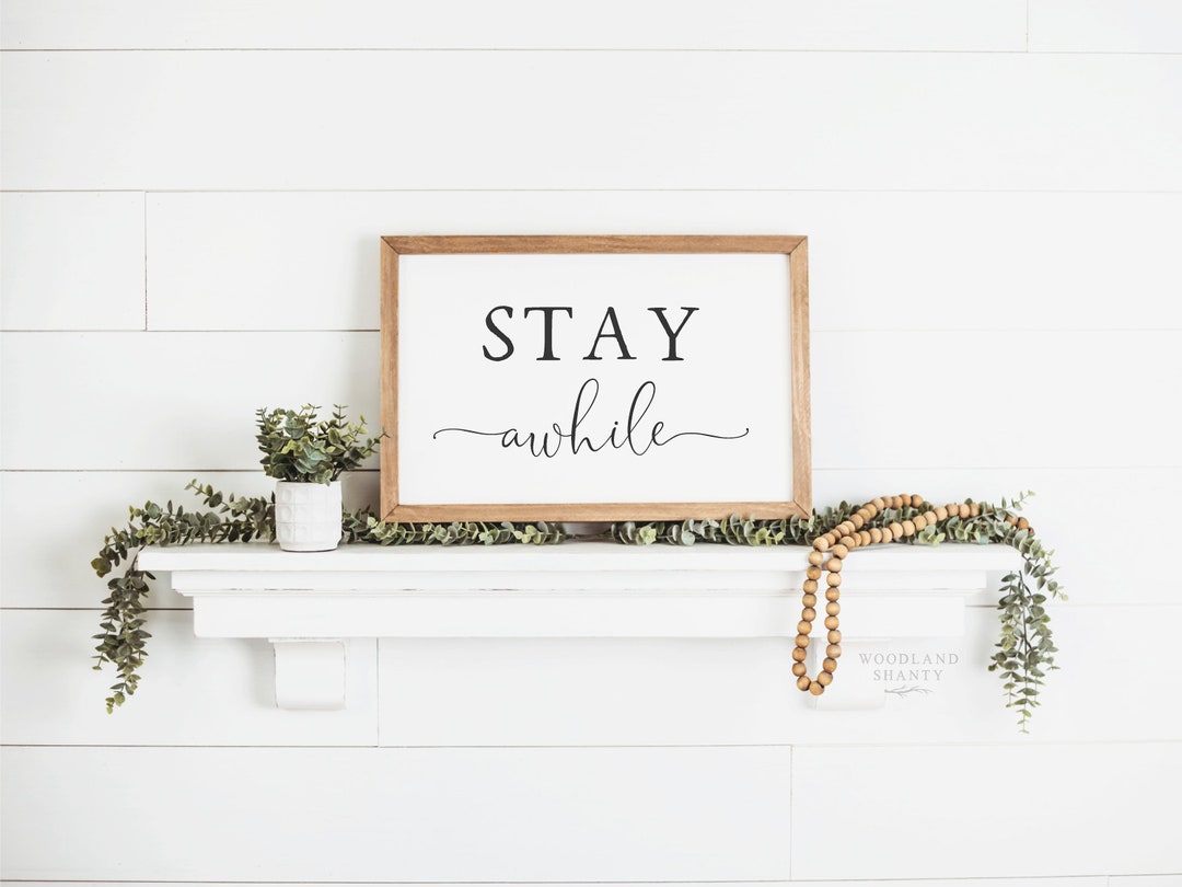 Stay Awhile Sign | Entryway Sign | Stay Awhile Wood Framed Sign ...