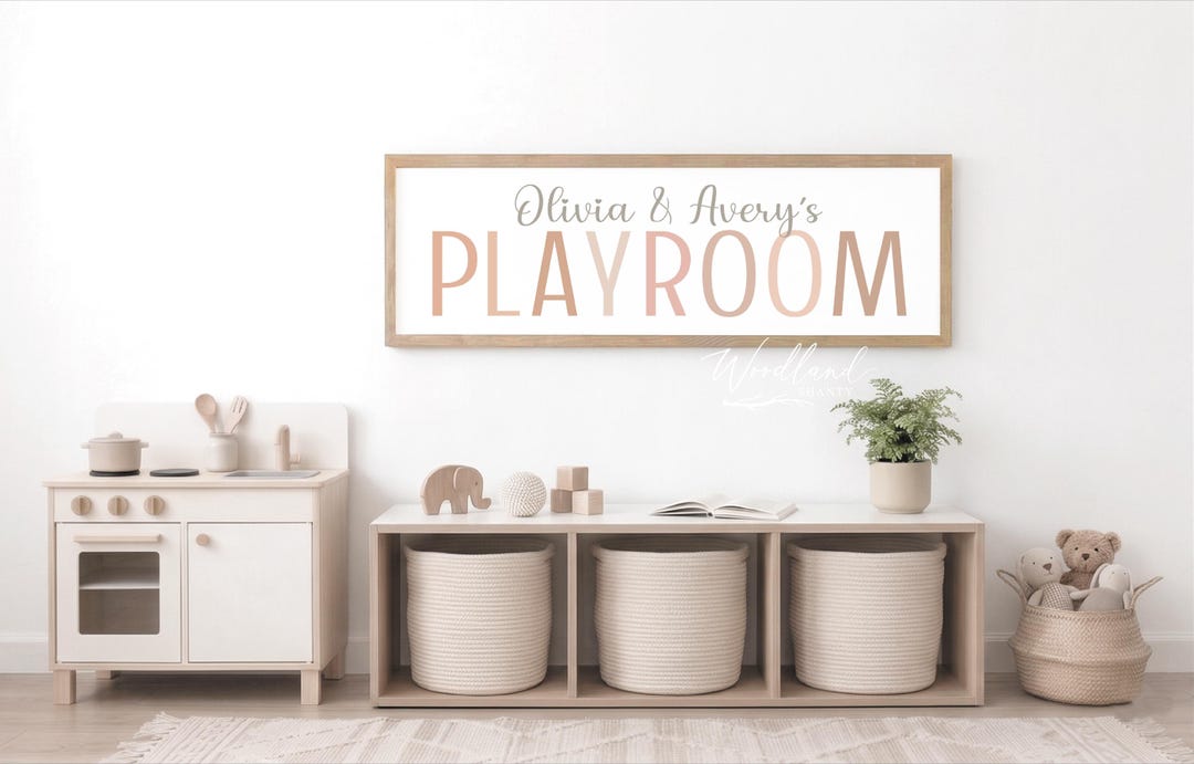 Personalized Girls Playroom Sign With Names, Pink Girl Boho Themed ...