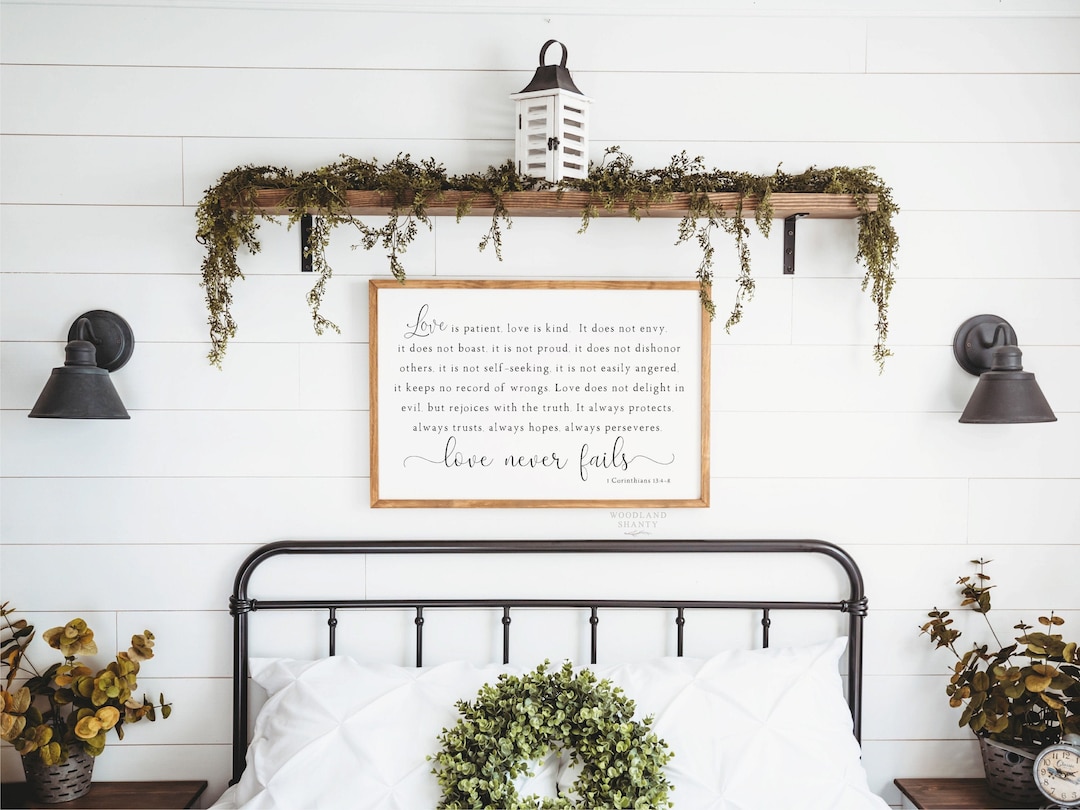 Love is Patient Sign | Large Bedroom Sign | Farmhouse Decor | Wedding ...