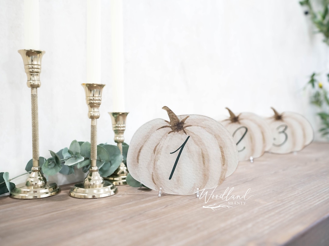 White Pumpkin Table Numbers, Fall Wedding Table Numbers, Fall Themed ...