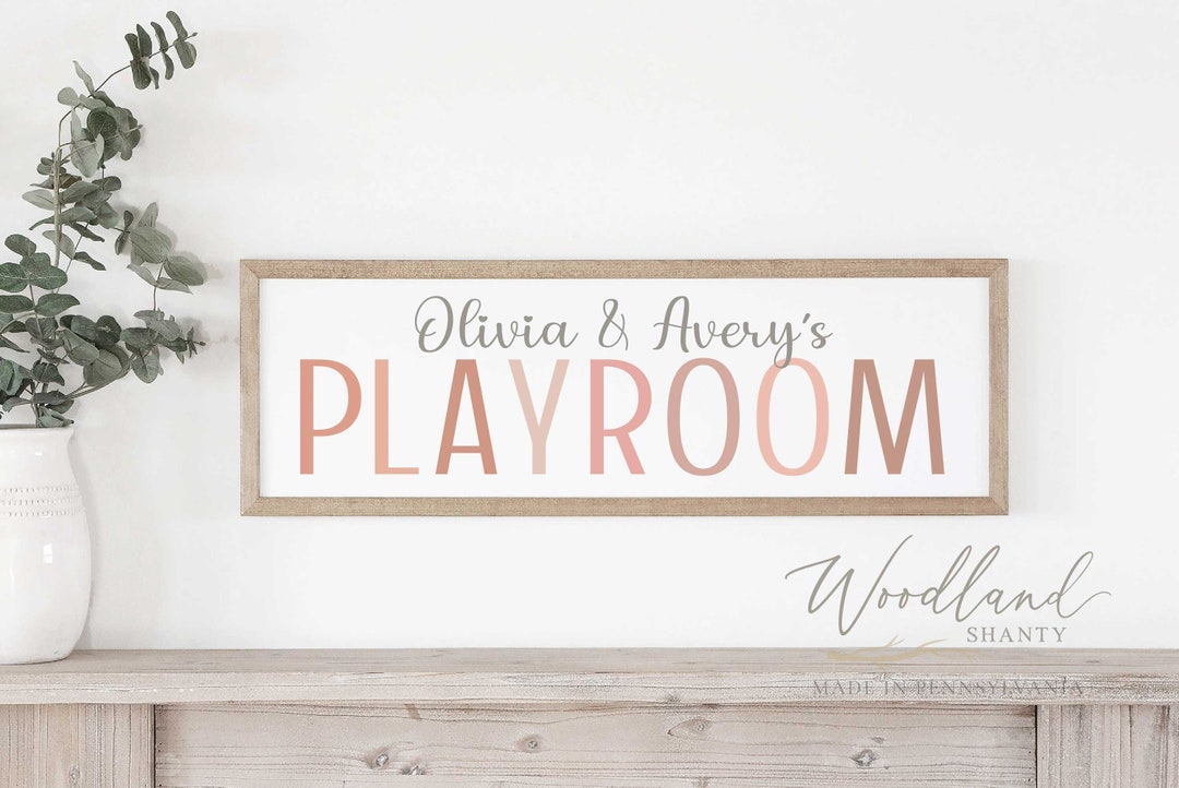Personalized Girls Playroom Sign With Names, Pink Girl Boho Themed ...