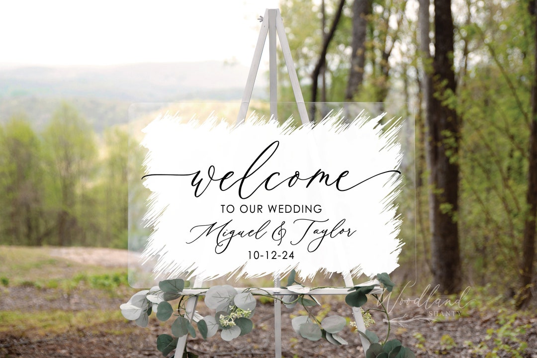 Welcome Wedding Sign, Personalized Welcome to Our Wedding Sign, Brushed ...