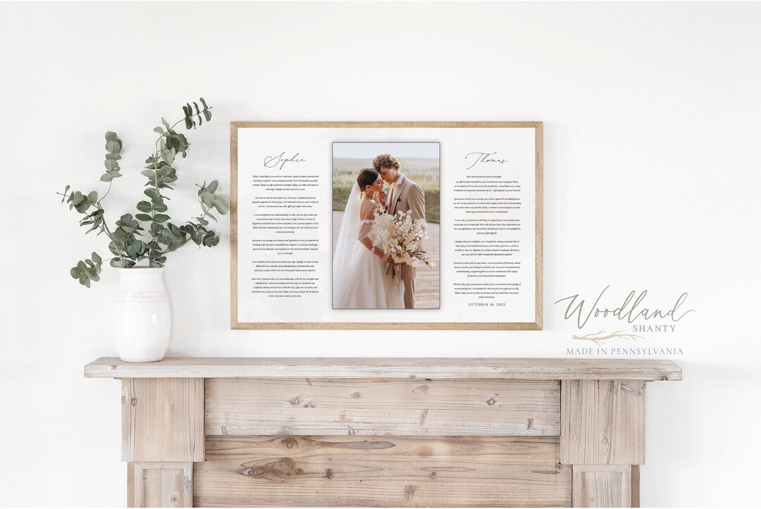 Custom Framed Wedding Vows Sign With Printed Wedding Picture ...