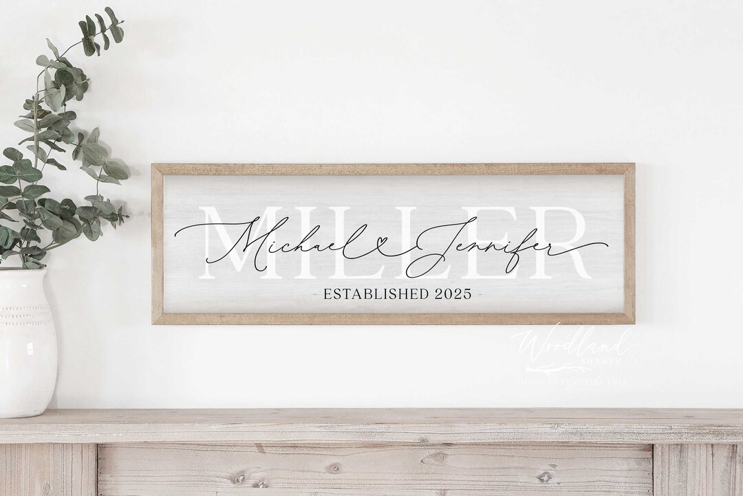 Personalized Couple Name Sign, Last Name Established Sign, Custom ...