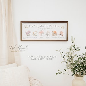 Framed Birth Month Flowers Sign, Grandma's Flower Garden Sign, Mom's ...