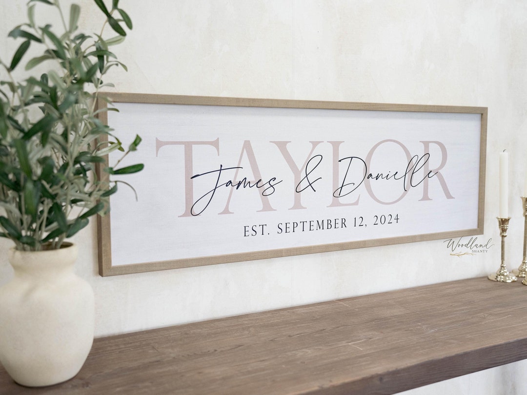 Personalized Last Name Sign With Names and Established Date, Wedding ...