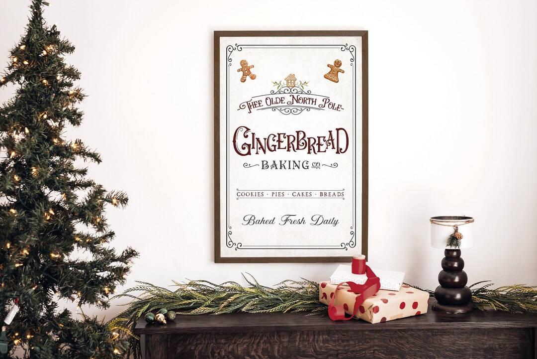 Gingerbread Baking Company Sign, Gingerbread Christmas Themed Decor - Etsy