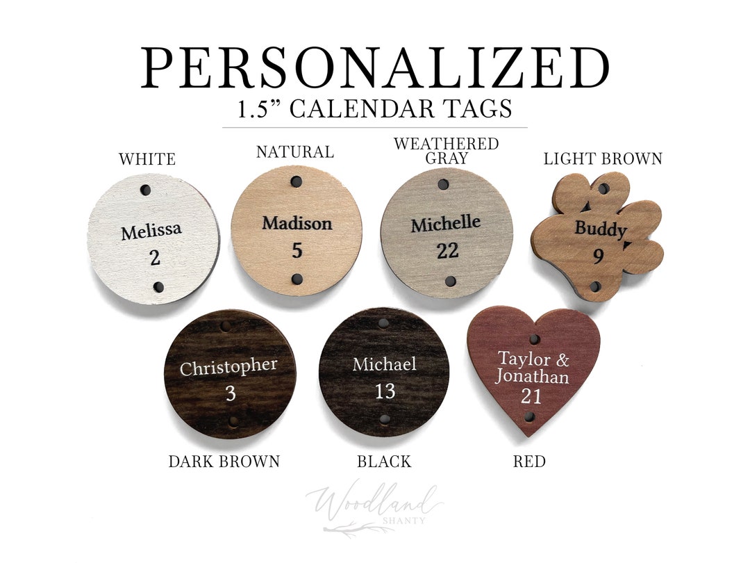 Personalized Birthday Calendar Tags, 1.5" Custom Birthday Board Tags ...