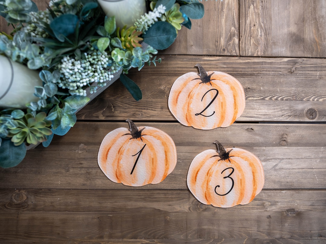 Pumpkin Table Numbers, Fall Wedding Table Numbers, Fall Themed Wedding ...