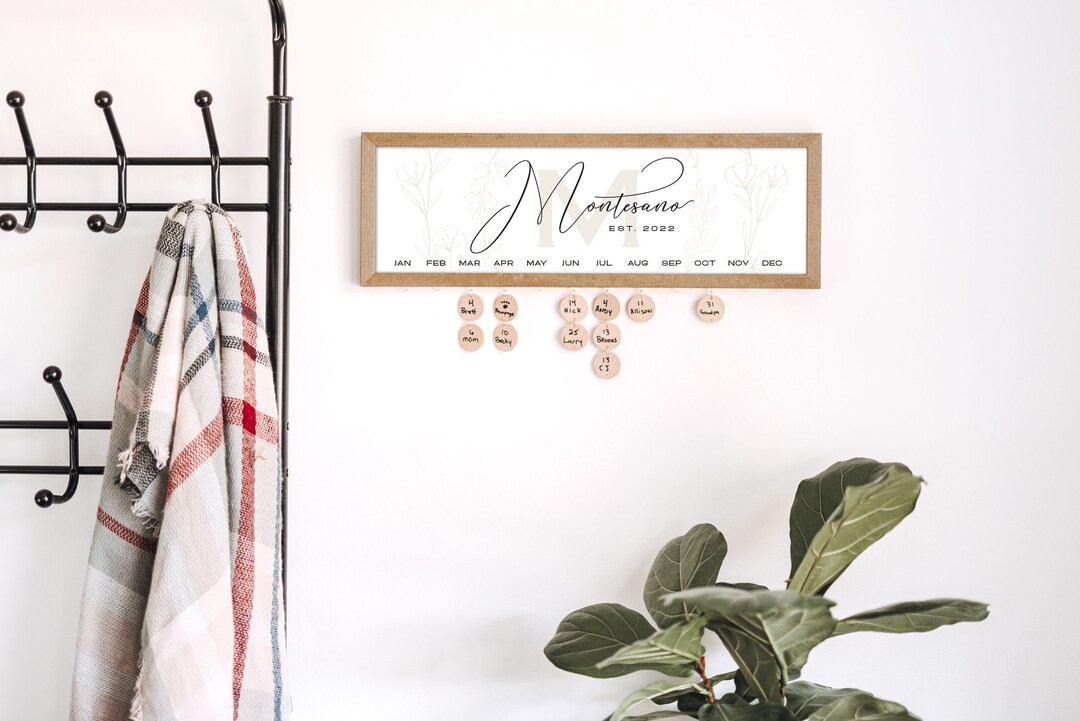 Personalized Birthday Calendar With Monogram, Personalized Perpetual ...
