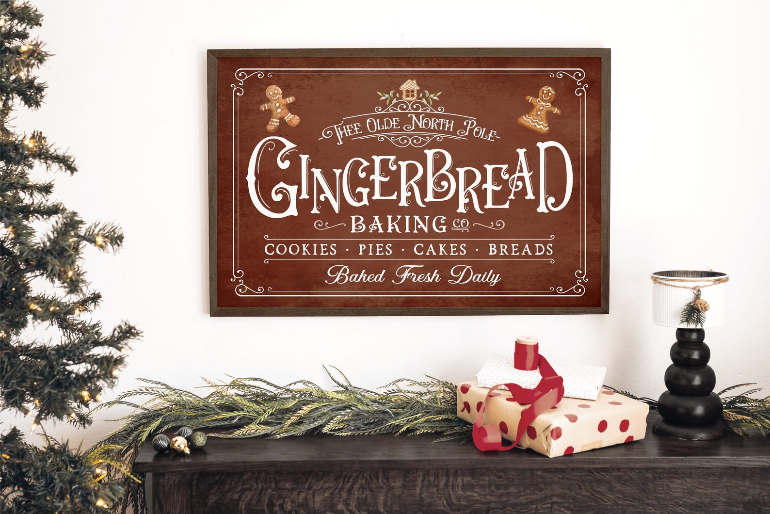 Gingerbread Baking Company Sign, Gingerbread Bakery Sign, North Pole ...