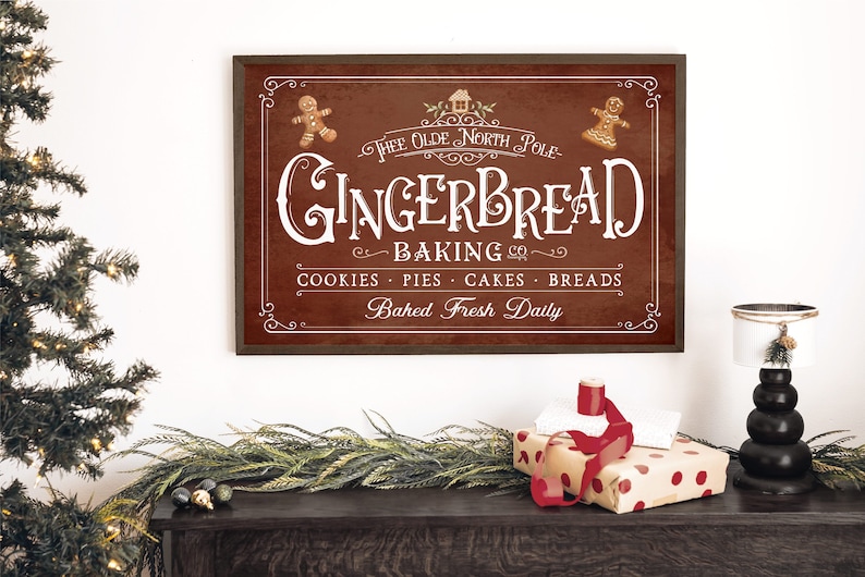 Gingerbread Baking Company Sign, Gingerbread Bakery Sign, North Pole ...