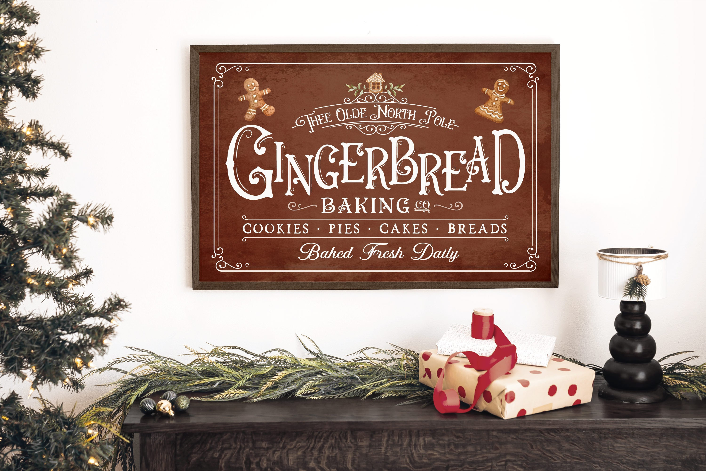 Gingerbread Baking Company Sign, Gingerbread Bakery Sign, North Pole ...