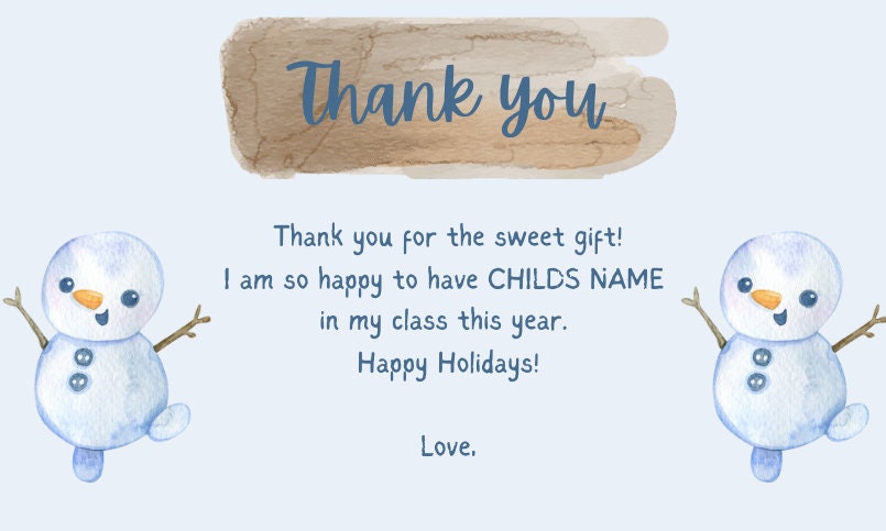 Christmas Thank You Cards Set of 3 Teacher Student Parents Gratitude ...