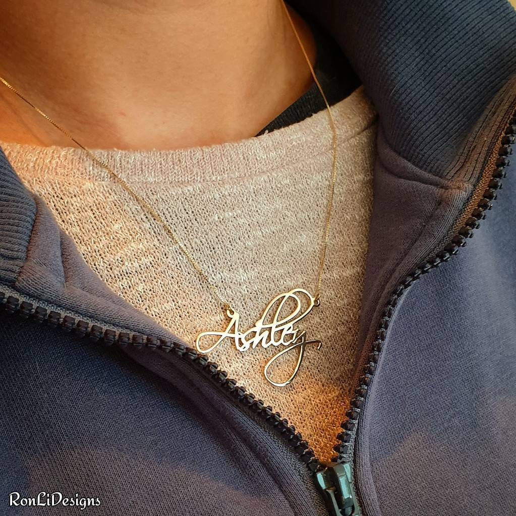 My Name Necklace 18k Gold Plated Named Chain Gift for Wife | Etsy