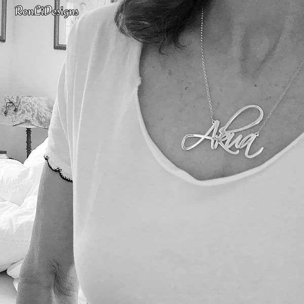 Extra Large Name Necklace Gold Sterling Silver - Etsy