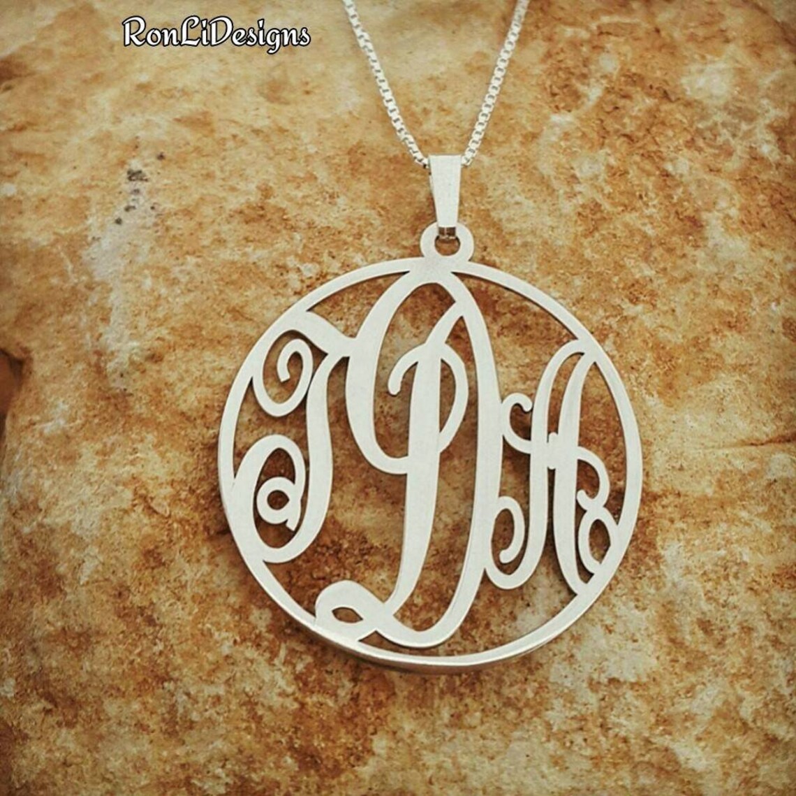 Silver Monogram Pendant / Monogram Necklace / Monogram With - Etsy
