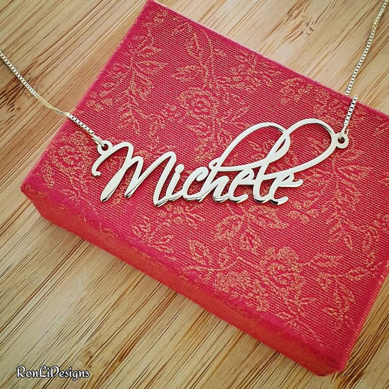 Name Necklace Sterling Silver Signature Name Necklace Letter - Etsy