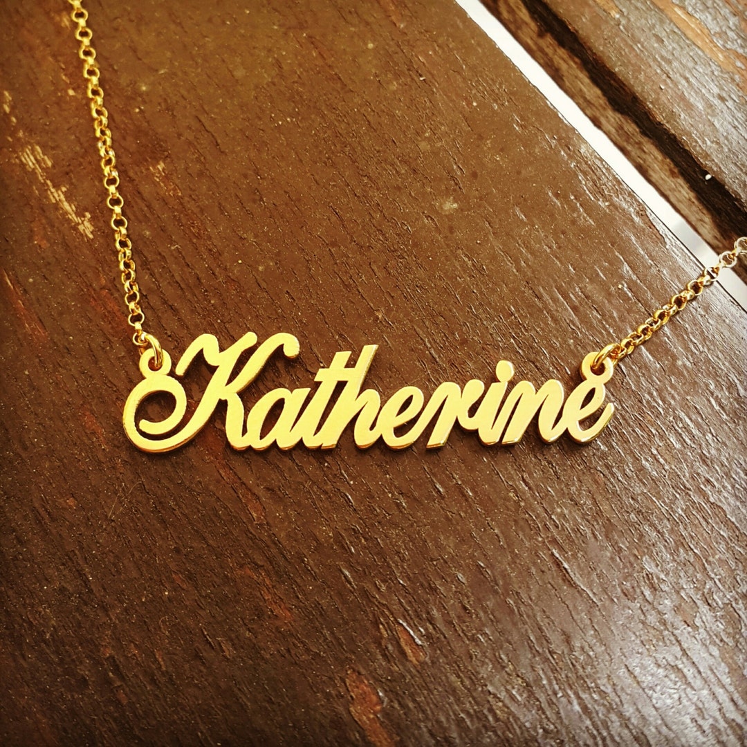 18k Gold Plated Katherine Name Necklace: Sterling Silver 925 - Etsy