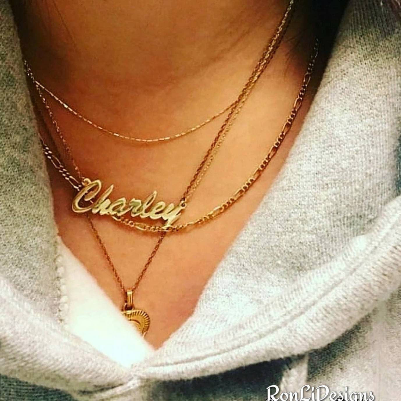 Name Tag Chain Necklace Jennifer Jenn Style ORDER ANY NAME | Etsy