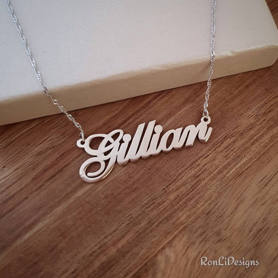 14k White Gold Name Necklace / 14 Ct White Gold Solid Gold - Etsy