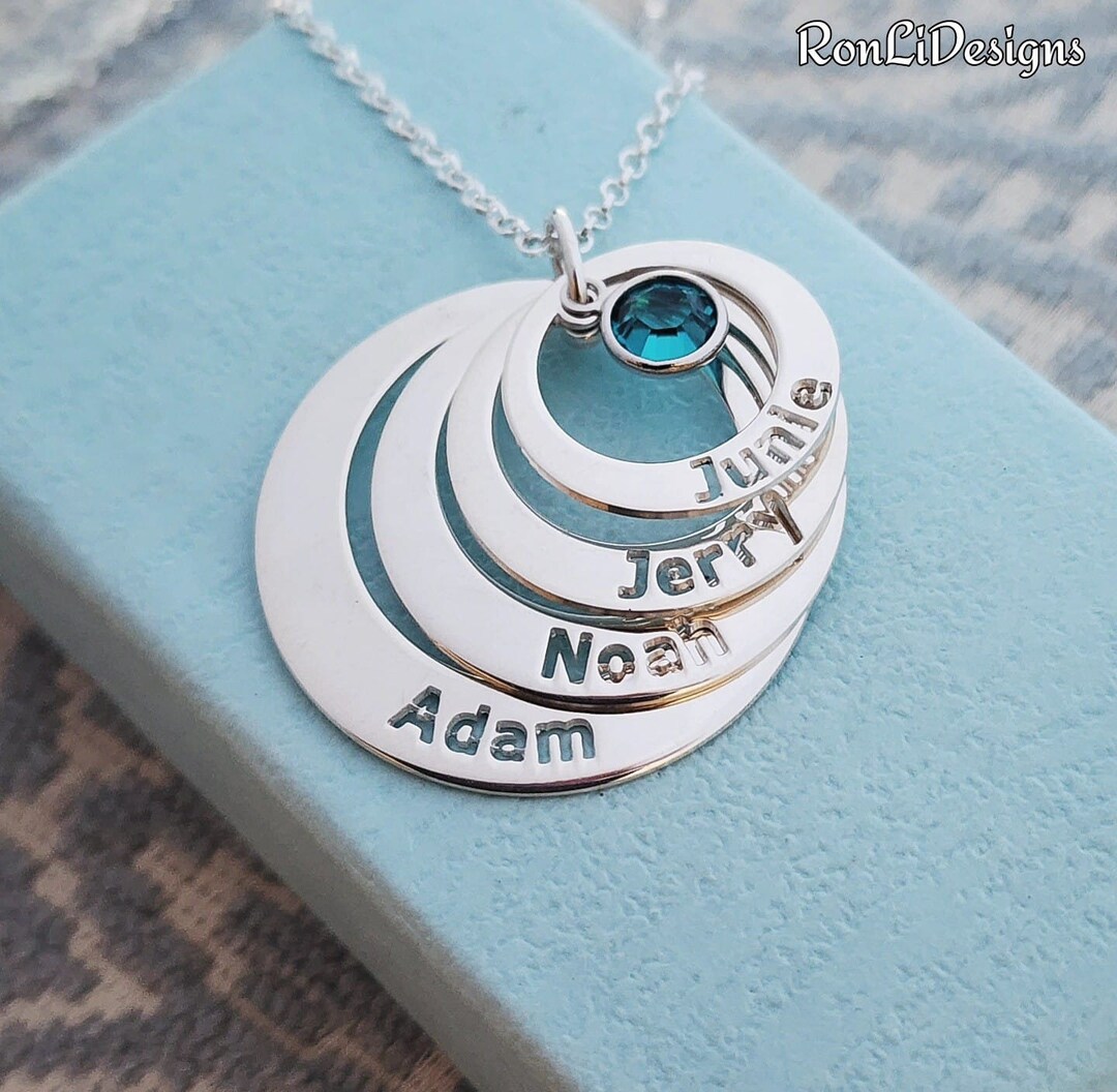 Family Name Necklace • Sterling Silver Family Necklace • Mother Child ...
