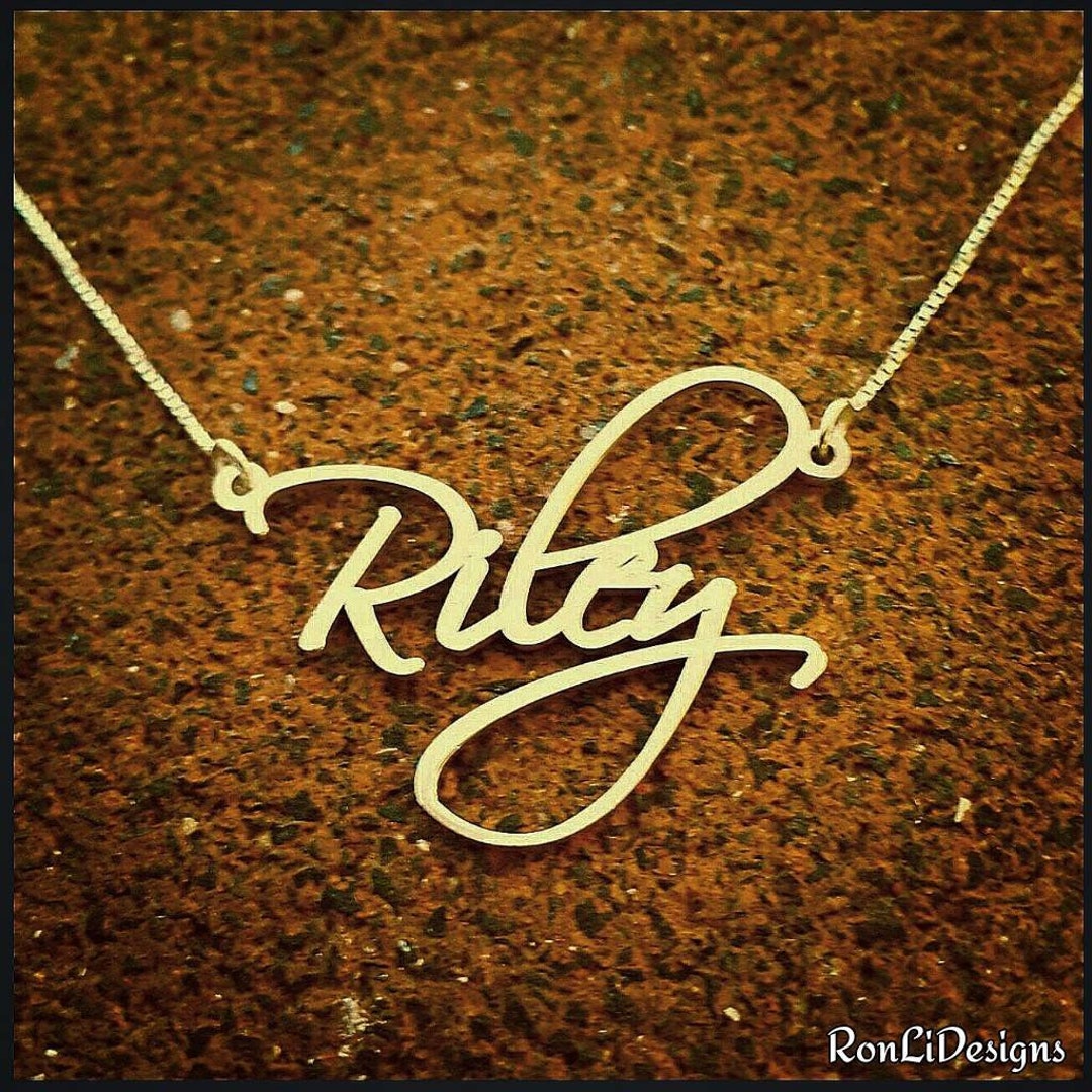 18k Gold Plated Name Necklace Riley Style Font • ORDER ANY NAME! - Etsy