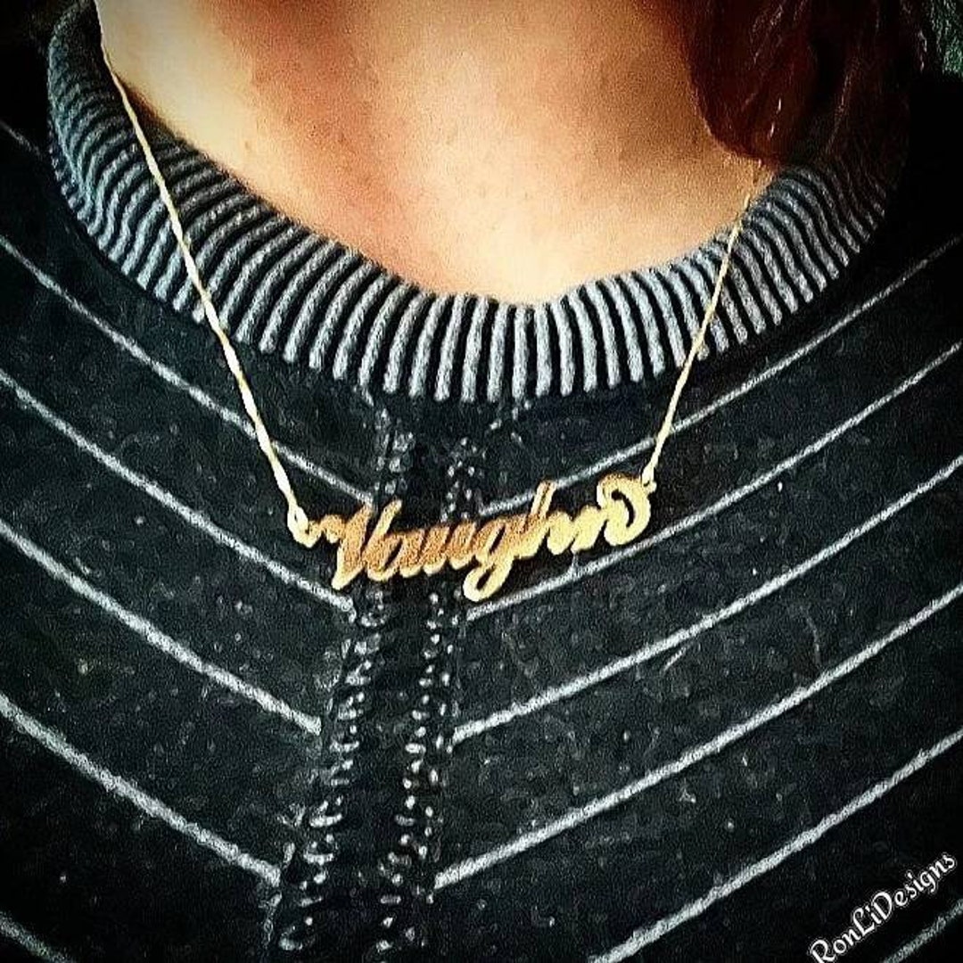 Name Necklace Gold Nameplate 18k Gold Plated Lisa Design - Etsy