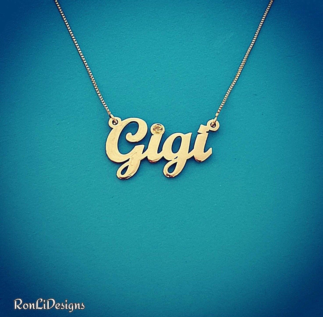 Script Name Necklace Real 14 Karat Gold 14K Gold Gigi Style - Etsy