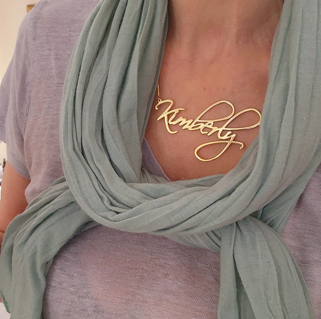 Extra Large Personalized Name Necklace Gold Silver Kimberly Style - Etsy