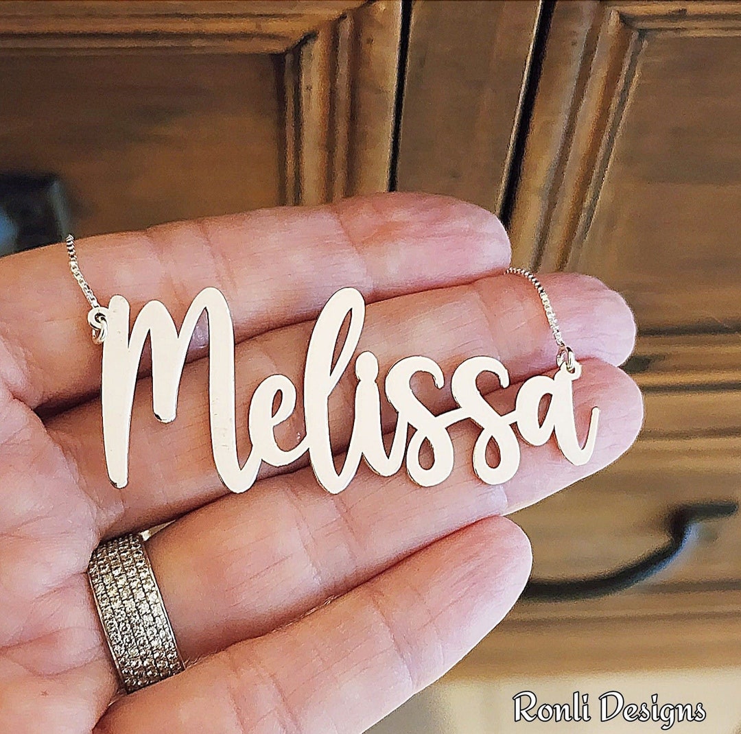 Name Necklace Melissa Style • Gold or Silver Large Size - Etsy