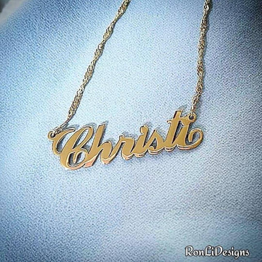 14k Gold Name Necklace Personalized Gold Name Chain Solid 14k Gold ...