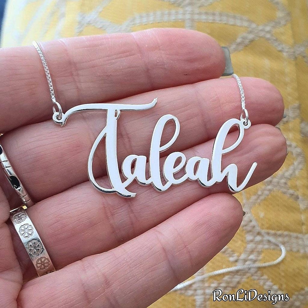 Large Name Necklace Extra Big Name Pendant Charm Chain Solid Sterling ...